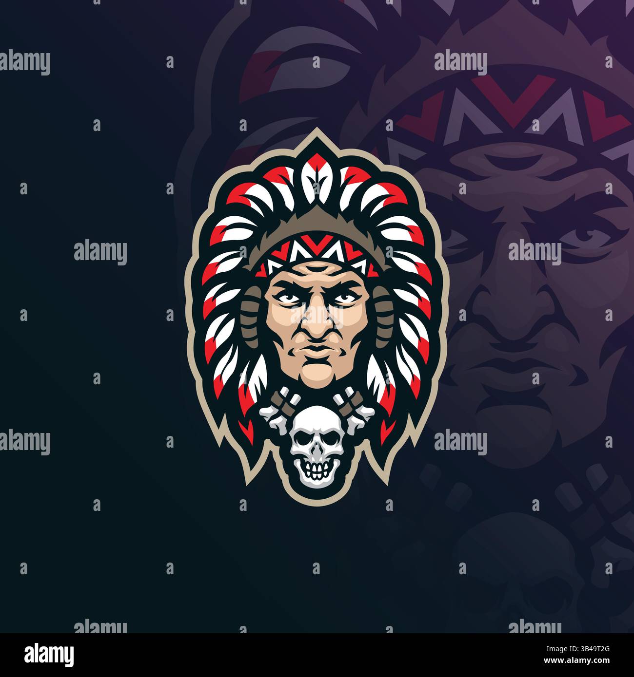 Tribe mascot logo design vector with modern illustration concept style ...