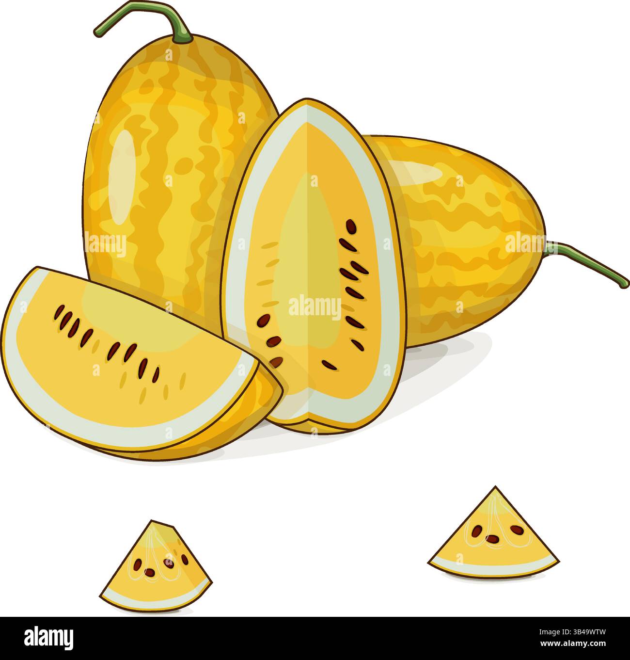 Whole and chopped Gold in Gold Watermelon. Citrullus lanatus ...