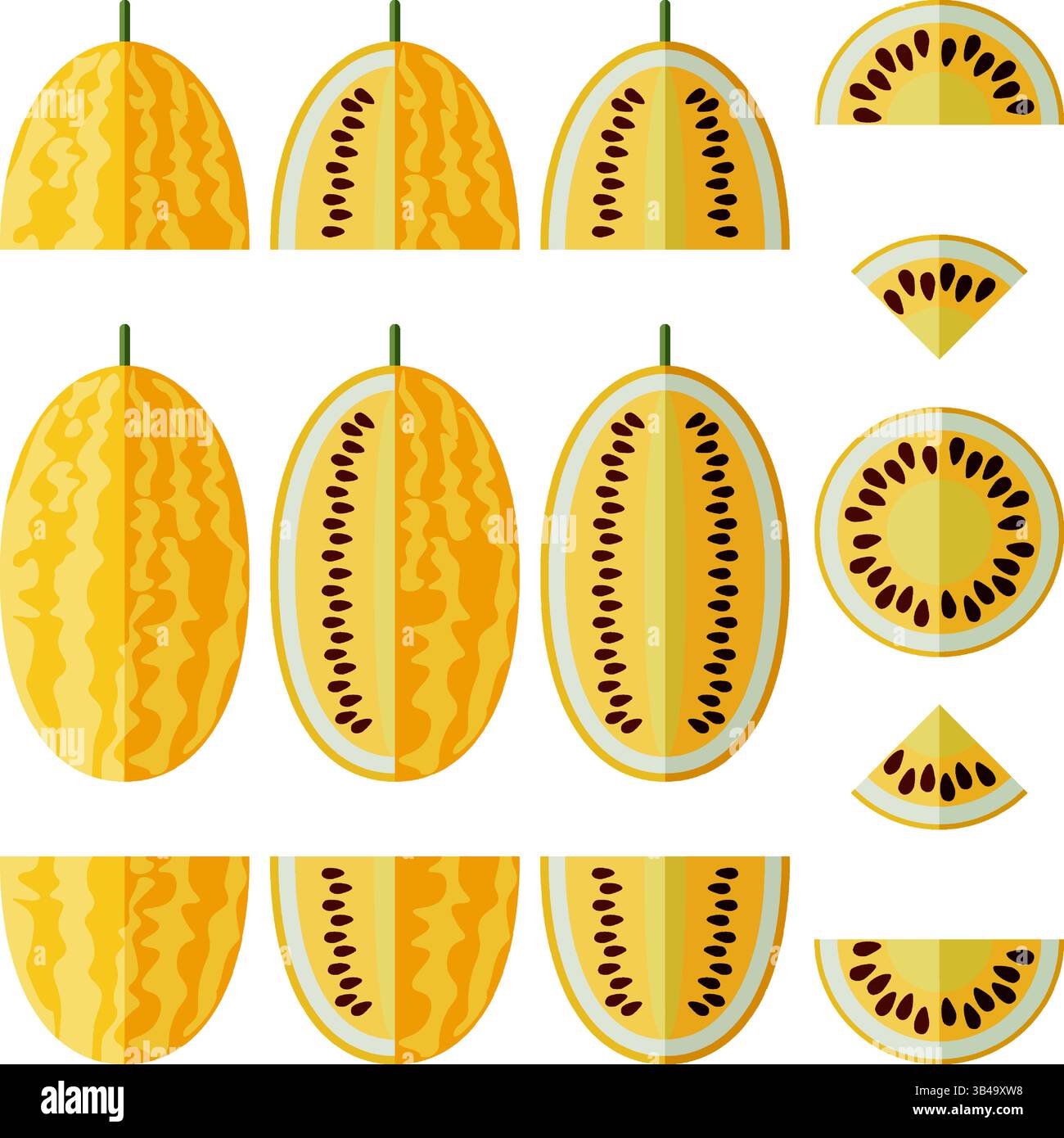 Set of Gold in Gold Watermelon. Citrullus lanatus. Fruits and ...