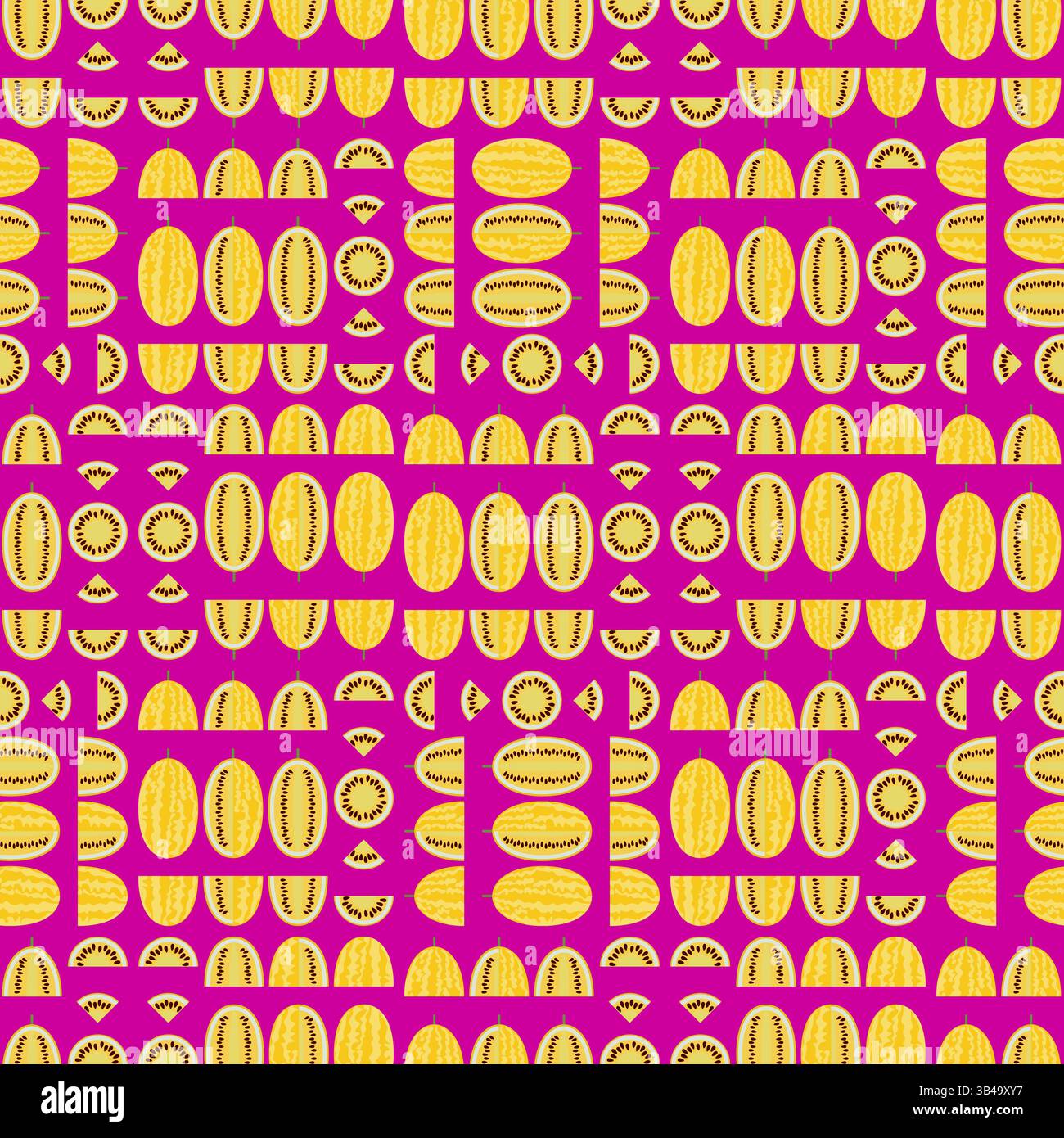 Seamless pattern with Gold in Gold Watermelon.Fruit and vegetables ...