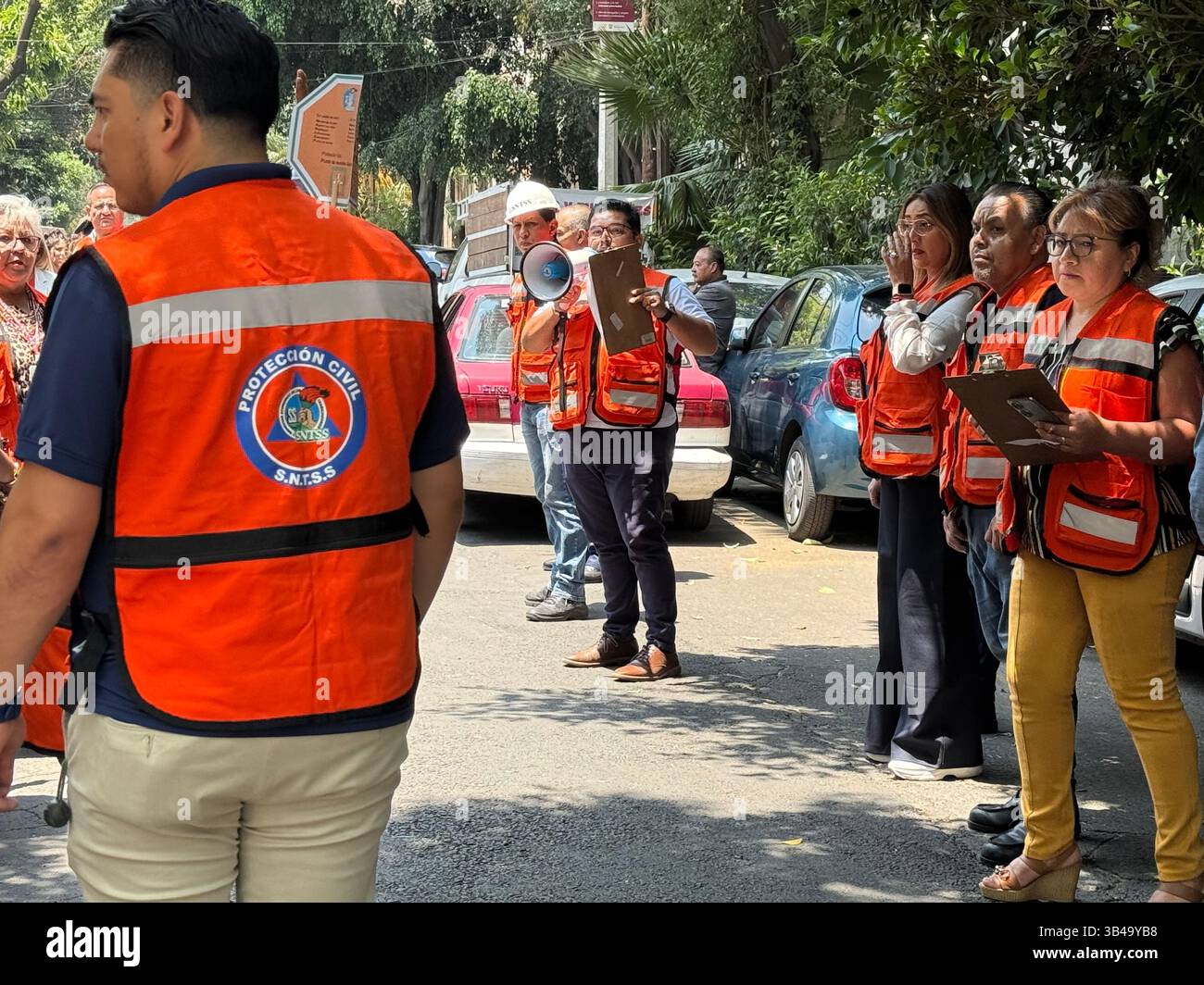Civil defense and citizens perform a simulation exercise for the ...