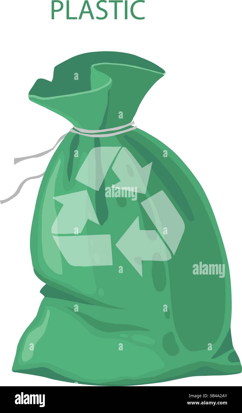 Realistic separate trash. 3D plastic sack waste bag for util kitchen ...