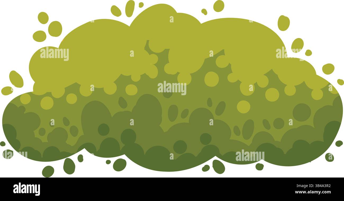 Cartoon tree and bush. Green plants with flowers for vegetation spring ...