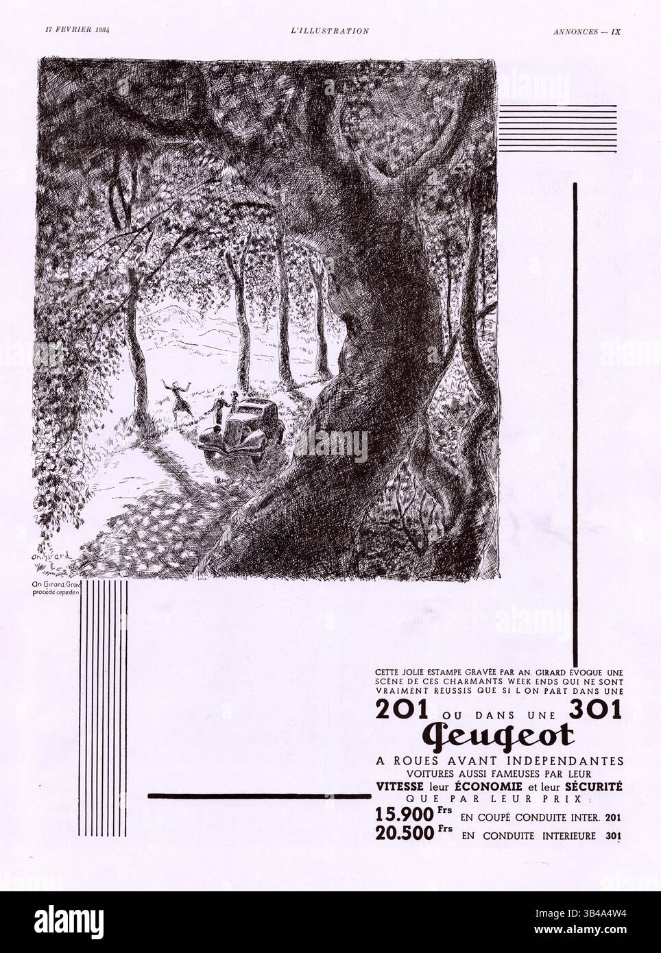 Peugeot 201 Peugeot 301 vintage French advertisement 1930s, Peugeot in ...