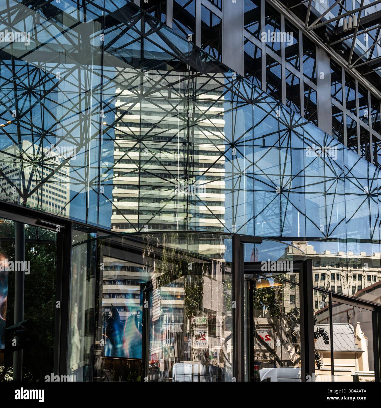 Interior glass walls contained underneath the Melbourne Central ...