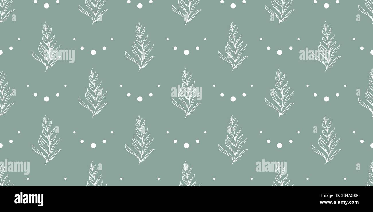 Rustic print with foliage. Natural green seamless pattern. Green ...