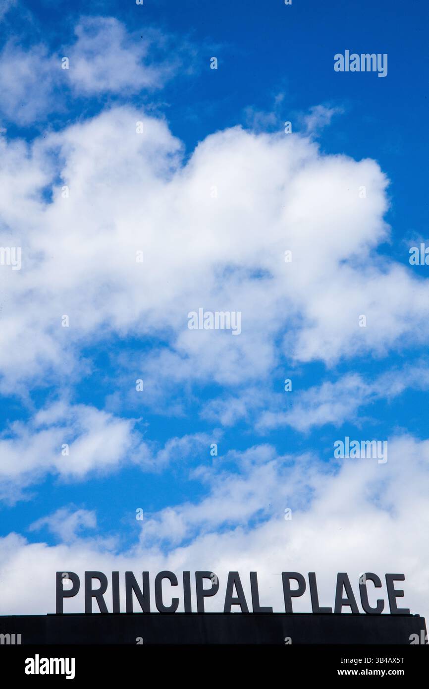 principal place, signage with sky with clouds above Stock Photo - Alamy