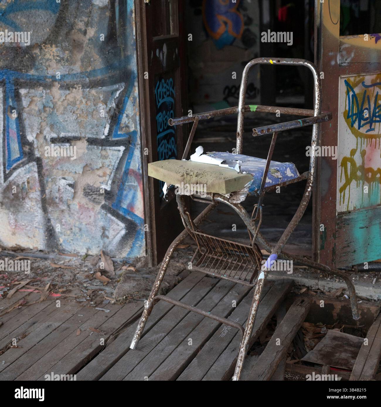 Damaged chair inside an abandoned structure in Australia's South West ...