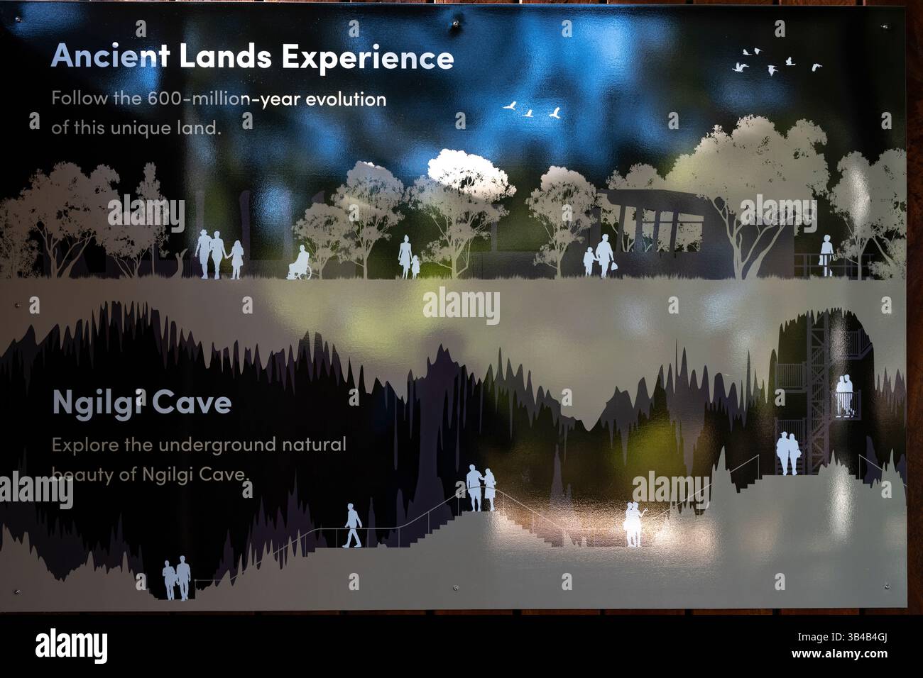 Plaque on display featuring the Ancient Lands Experience and the Ngilgi ...