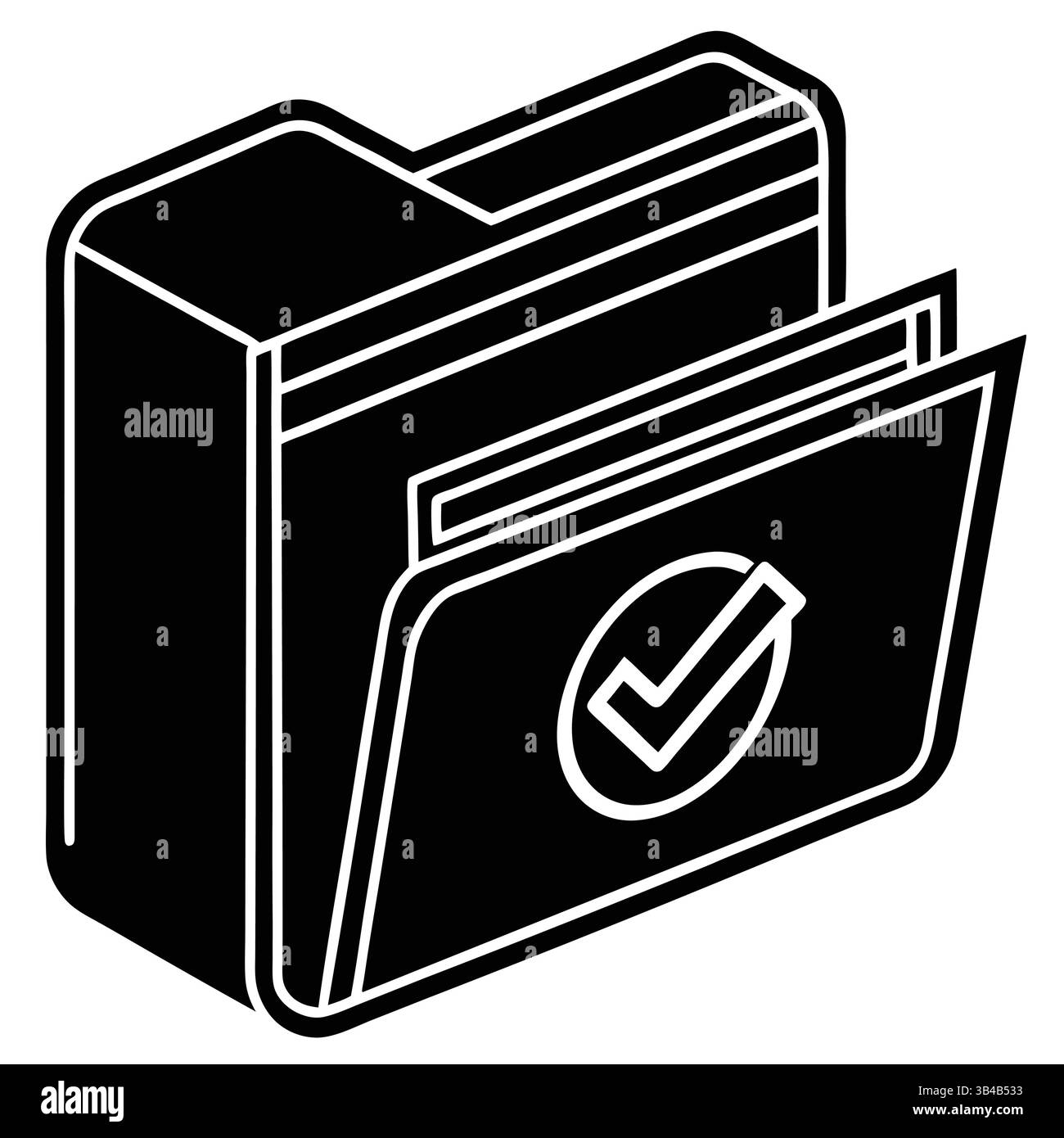 Black folder icon checkmark Black and White Stock Photos & Images - Alamy