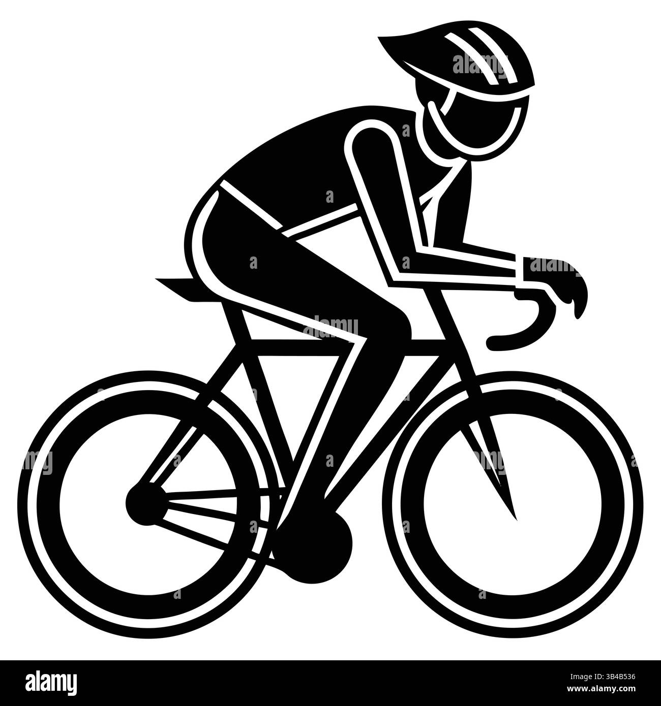Cyclist Riding Bicycle Icon - Speed, Motion & Safety Symbol Stock ...
