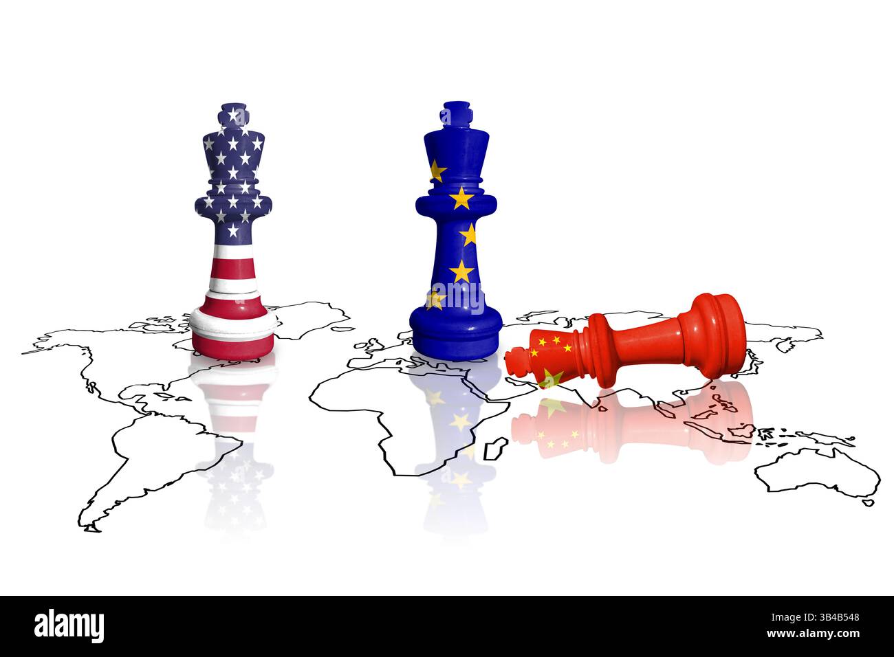 USA, EU and China trade war. China, EU and United States of America ...