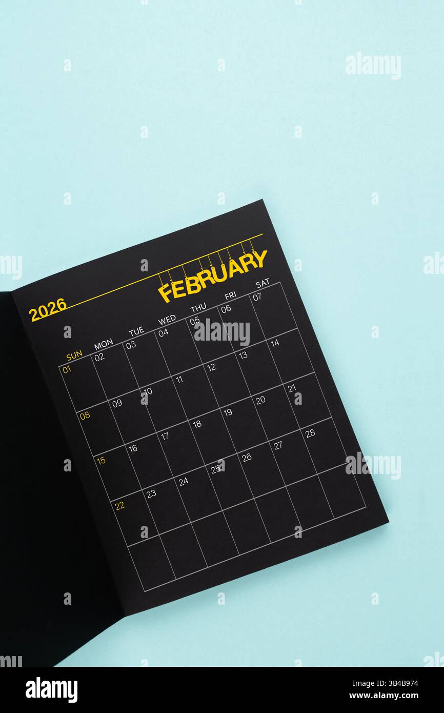 February 2026 black calendar hi-res stock photography and images - Alamy