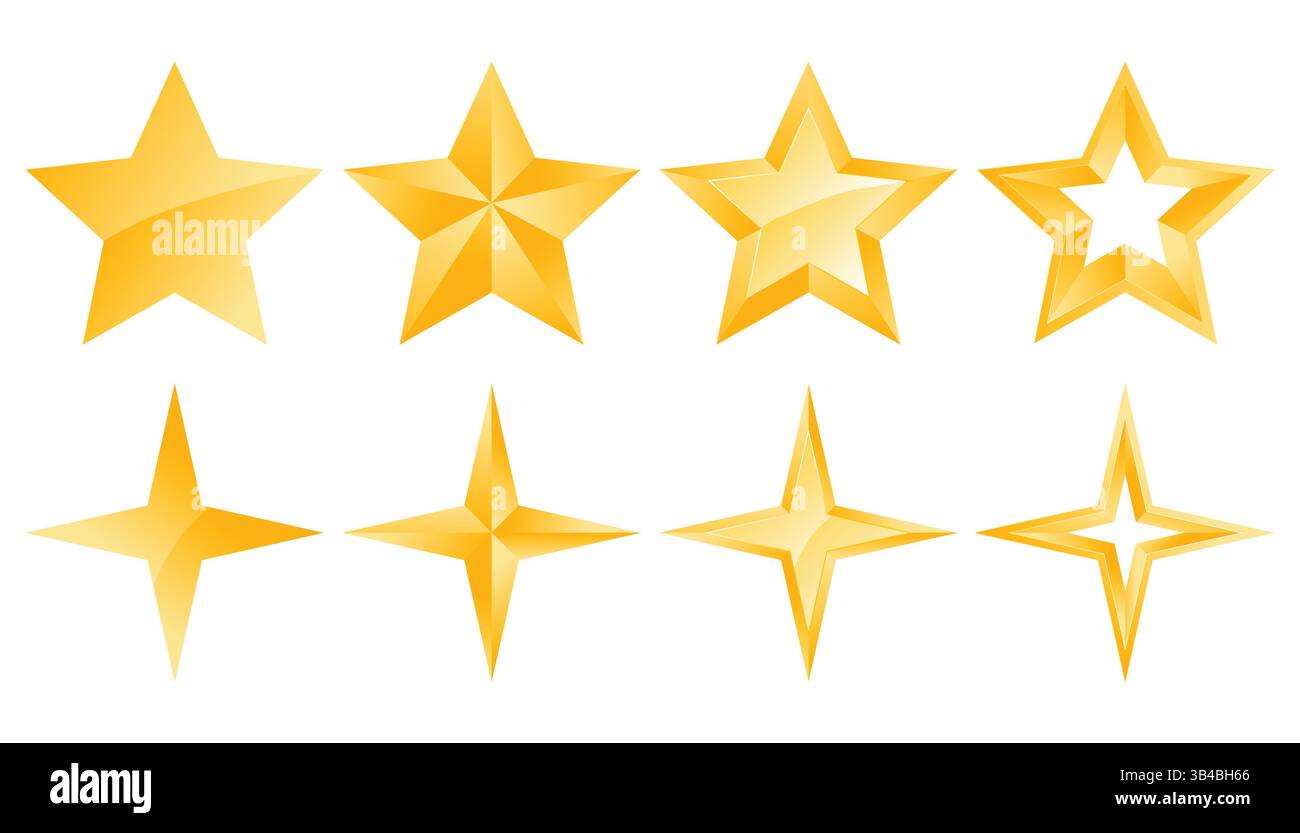 Star shape for award, rating, vote and success insignia set. Glossy ...