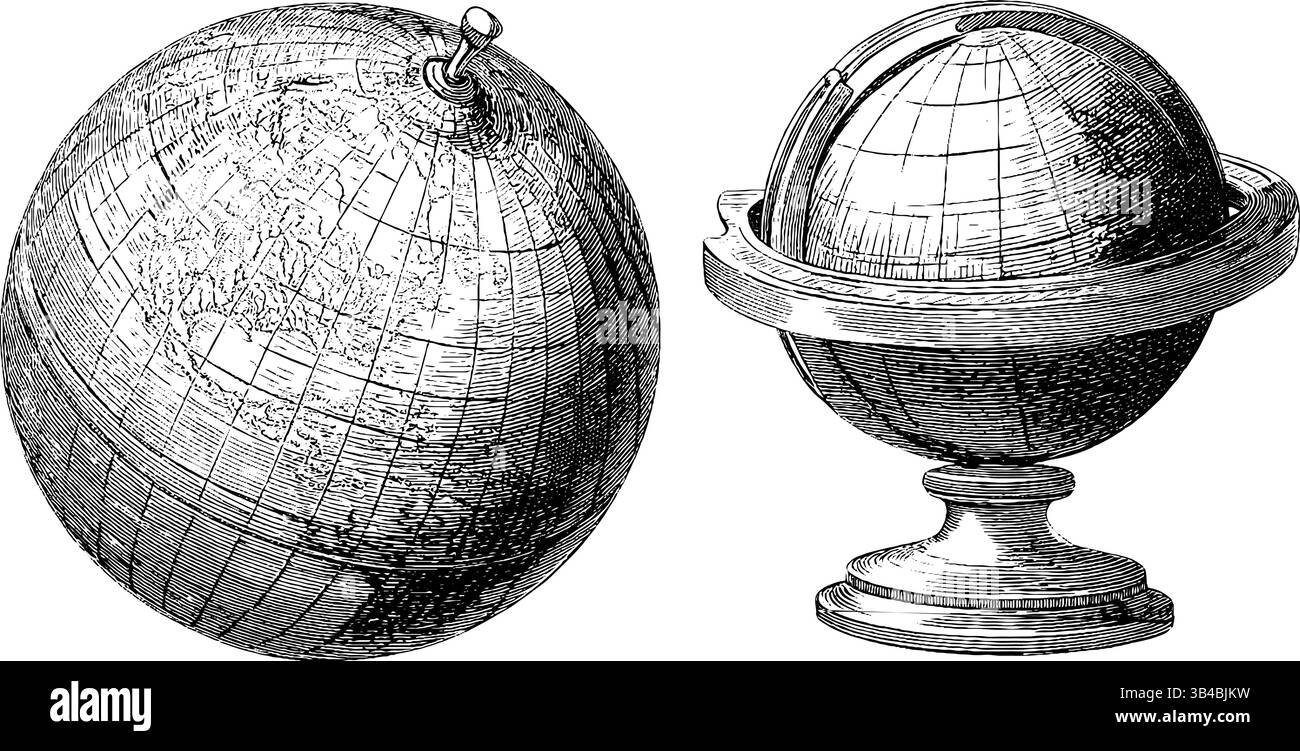 Vintage engraved globe atlas Stock Vector Images - Alamy