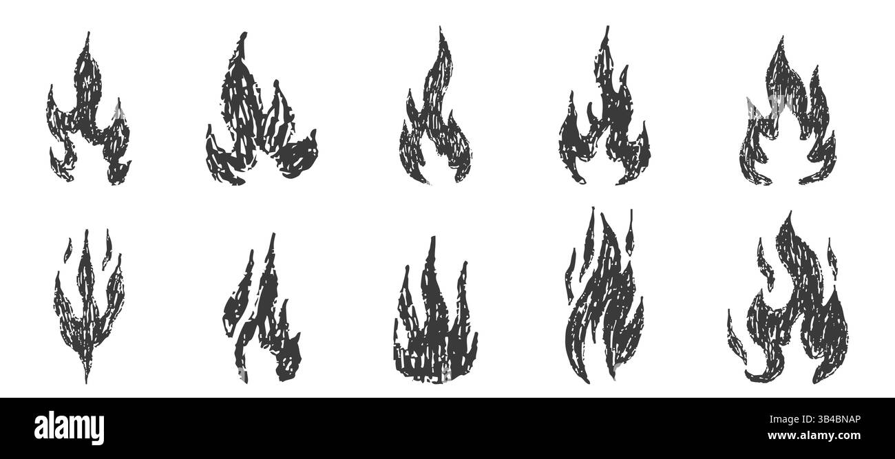 Fire flame grunge hand drawn chalk. Tattoo abstract y2k vintage simple ...