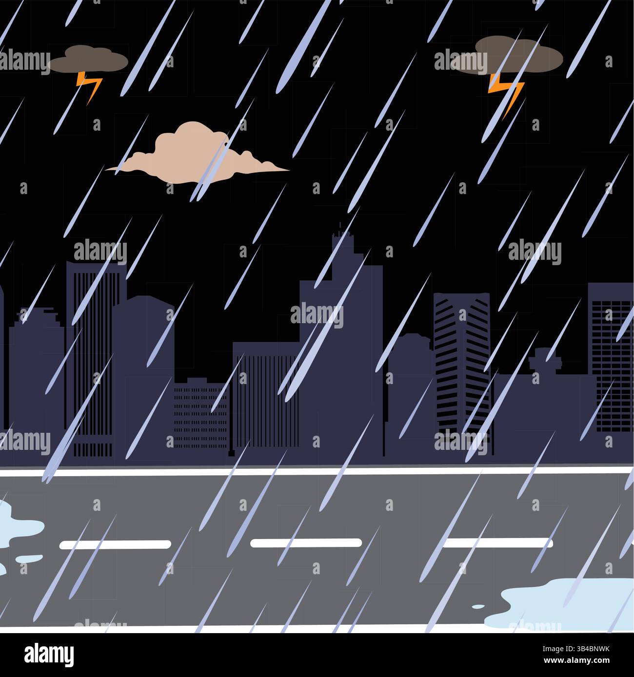 Cityscape Under a Stormy Night Rain Stock Vector Image & Art - Alamy