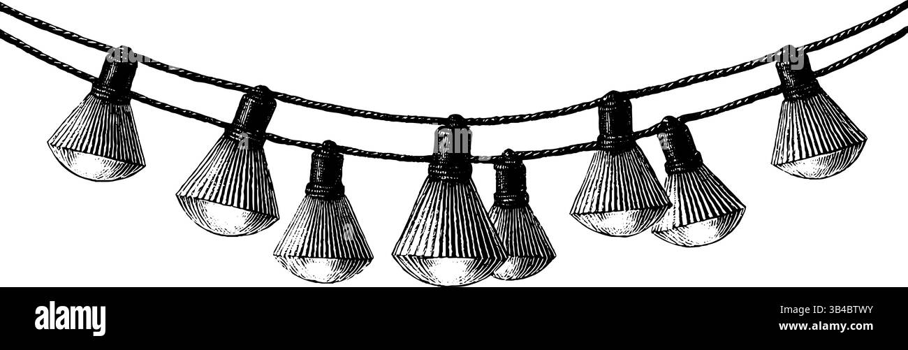 Engraved festoon design with black bold lines for decoration and print ...