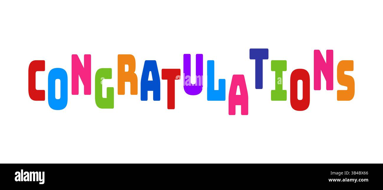 Colorful Congratulations Text Letters Vector for Celebration Designs ...
