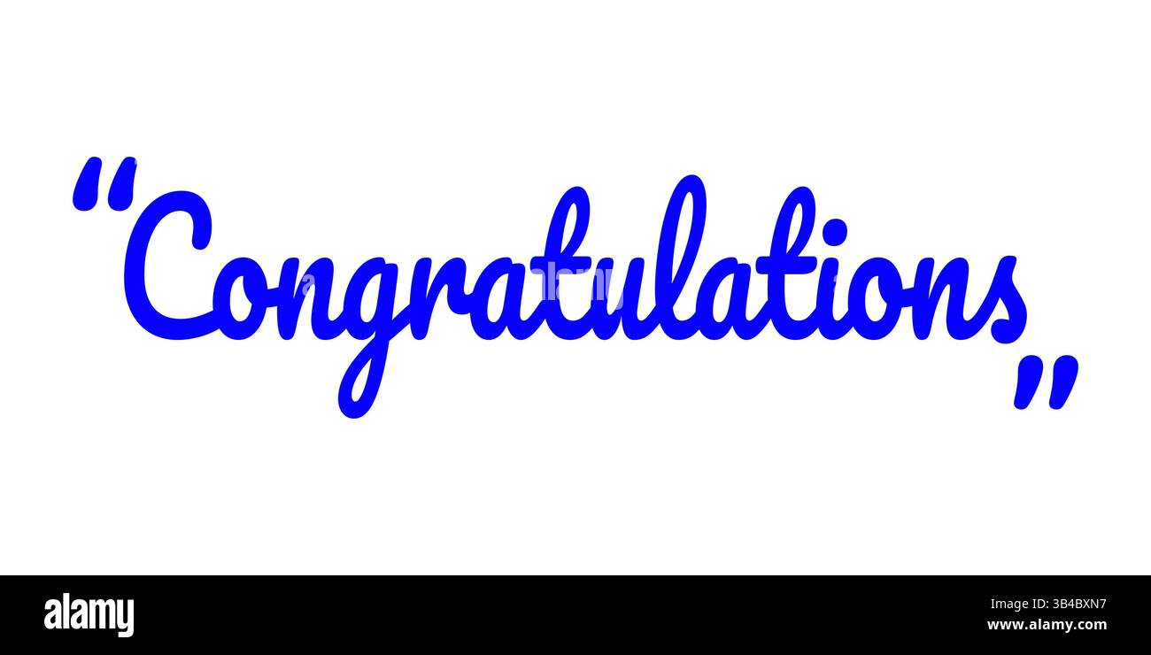 Congratulations blue hand writing stylish typography text vector Stock ...