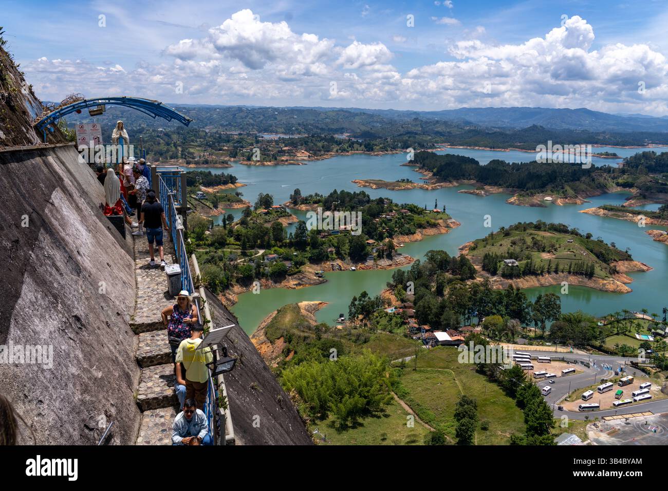 Tourists at the top of the Piedra del Penon or Penon de Guatape, near ...