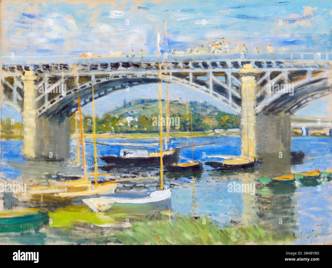 Claude Monet, Seine Bridge at Argenteuil, painting in oil on canvas ...