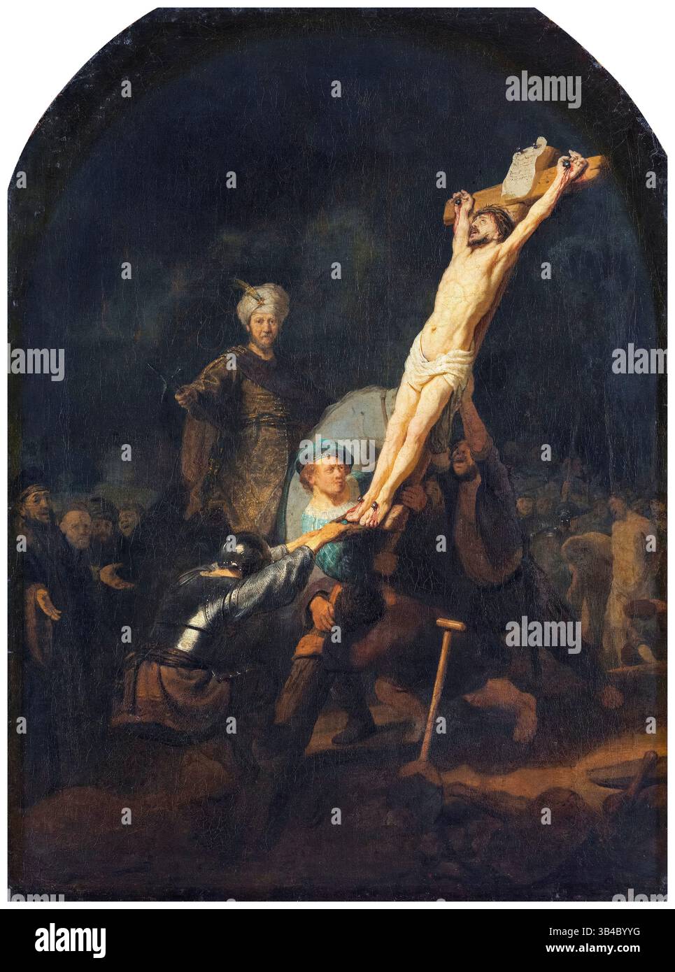 Rembrandt van Rijn, The Raising of the Cross, painting in oil on canvas ...
