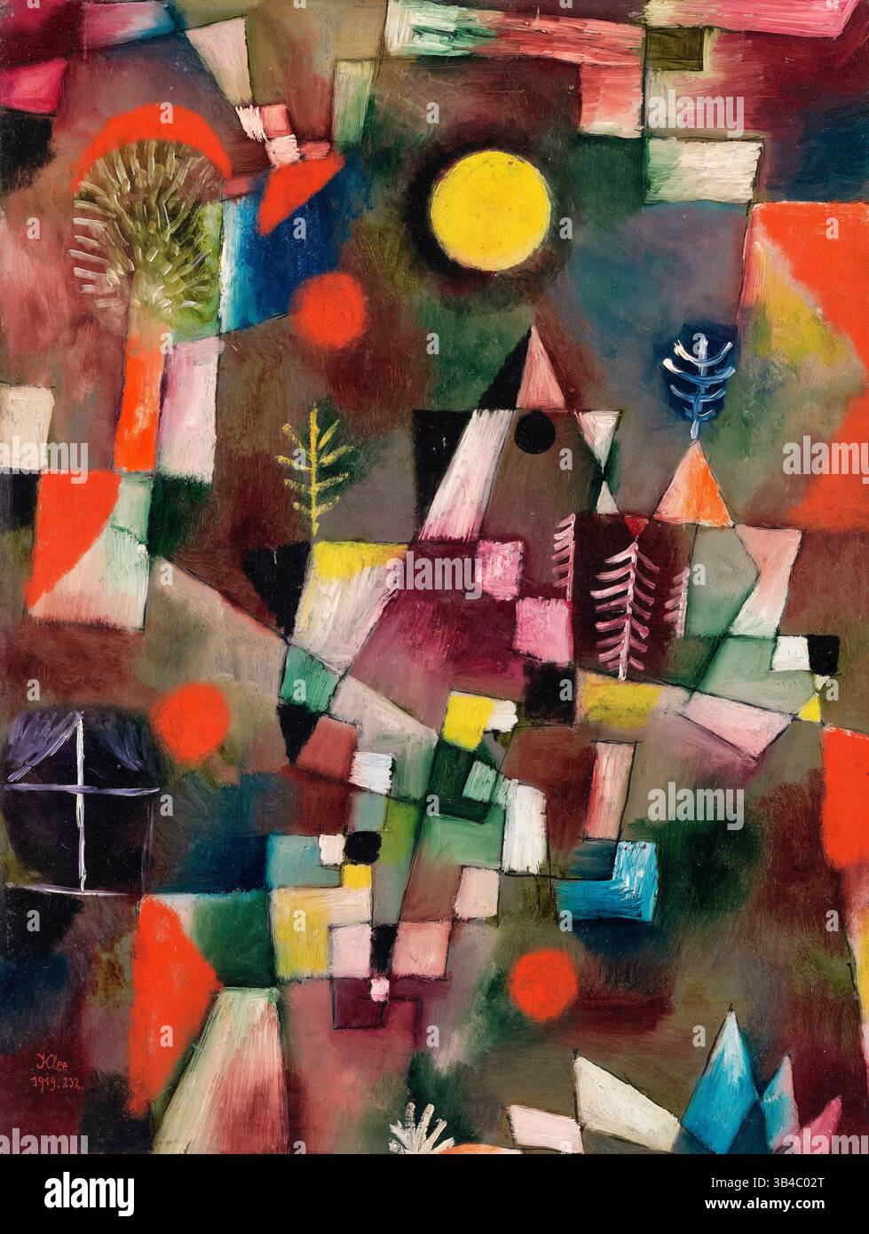 Paul Klee, The Full Moon, abstract painting in oil on cardboard, 1919 ...