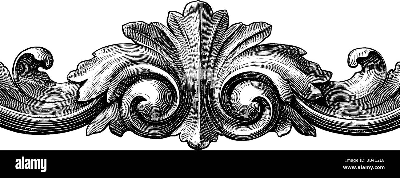 Intricate engraved decorative scrollwork design for classic ...