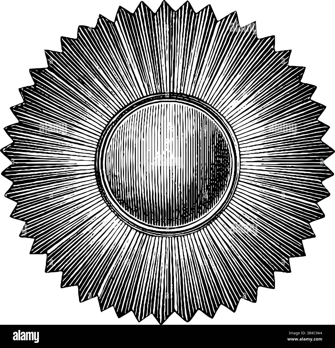 Engraved sunburst ornament design for decorative themes and art ...
