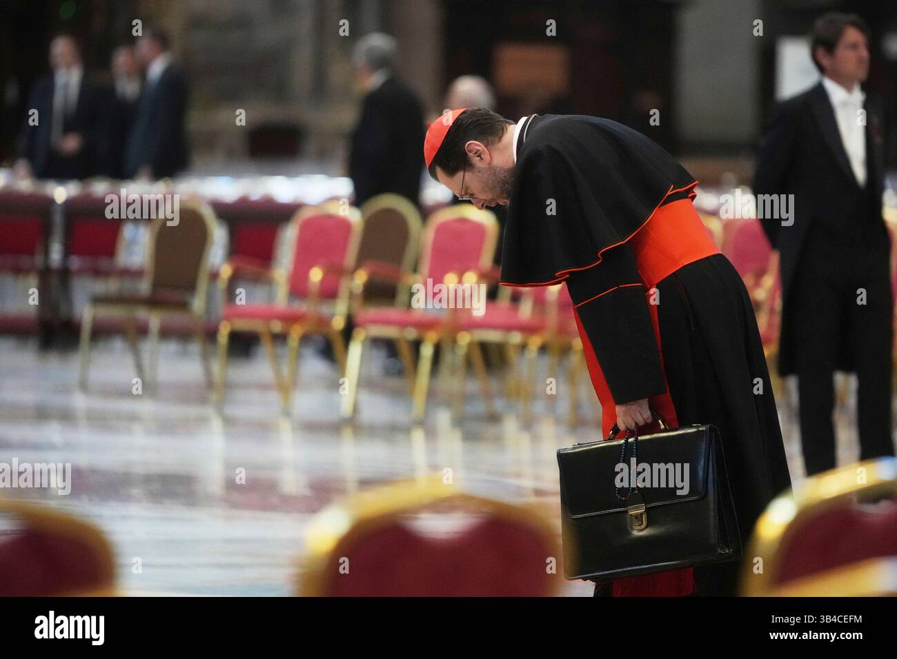 Cardinal Giorgio Marengo arrives for a mass on the fifth of nine days ...