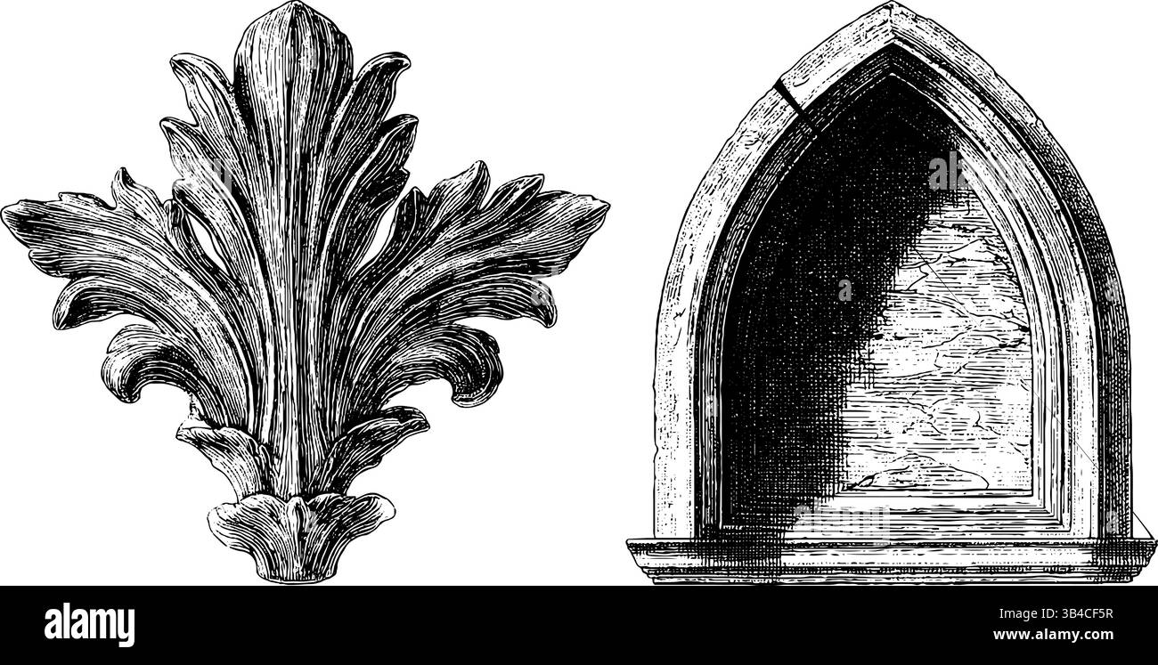Gothic arch engraving Cut Out Stock Images & Pictures - Alamy