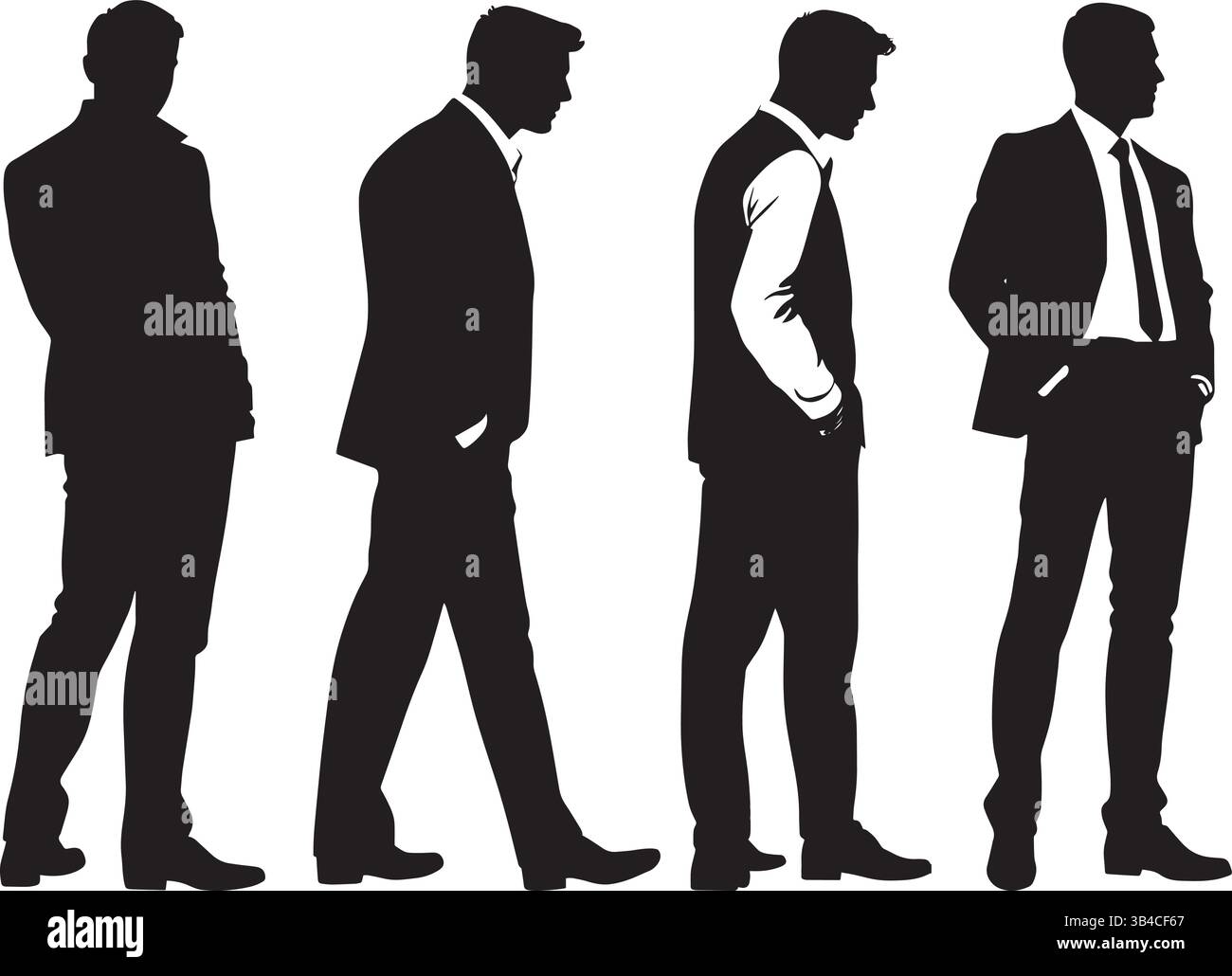 Male Silhouette Collection – Black and White Minimalist Poses of Men for Business, Teamwork, and ...