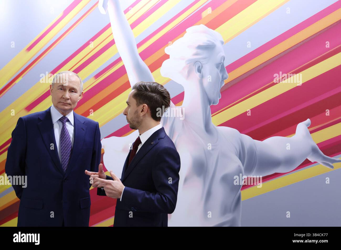 Russian President Vladimir Putin, left, speaks with Maxim Dreval ...