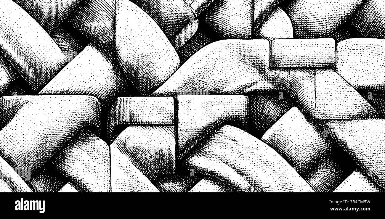 Intricate engraved brick pattern design for architectural art and decor ...