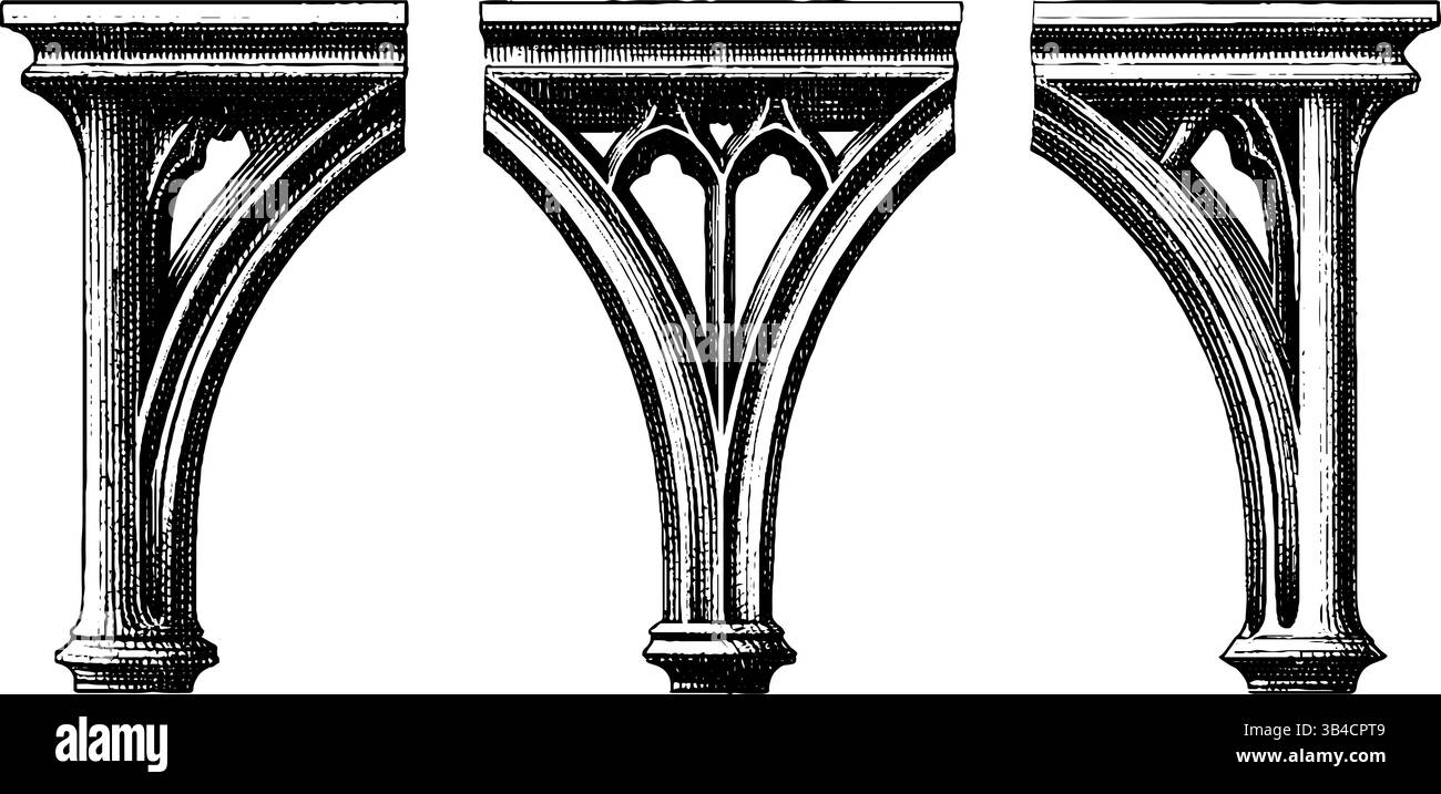 Architectural elements collection featuring engraved buttress and pier ...
