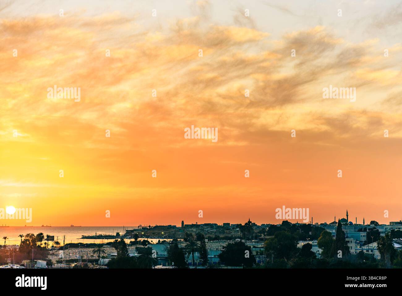 Ancient Akko (Acre) Golden Sunset Over Old Heritage Port City Stock ...