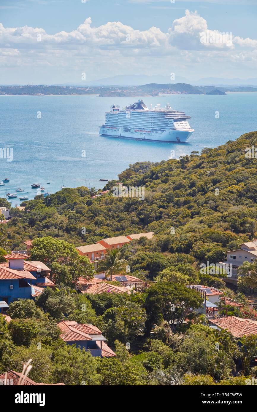 A MSC ferry cruise in the Atlantic Ocean waters, near the Joao ...