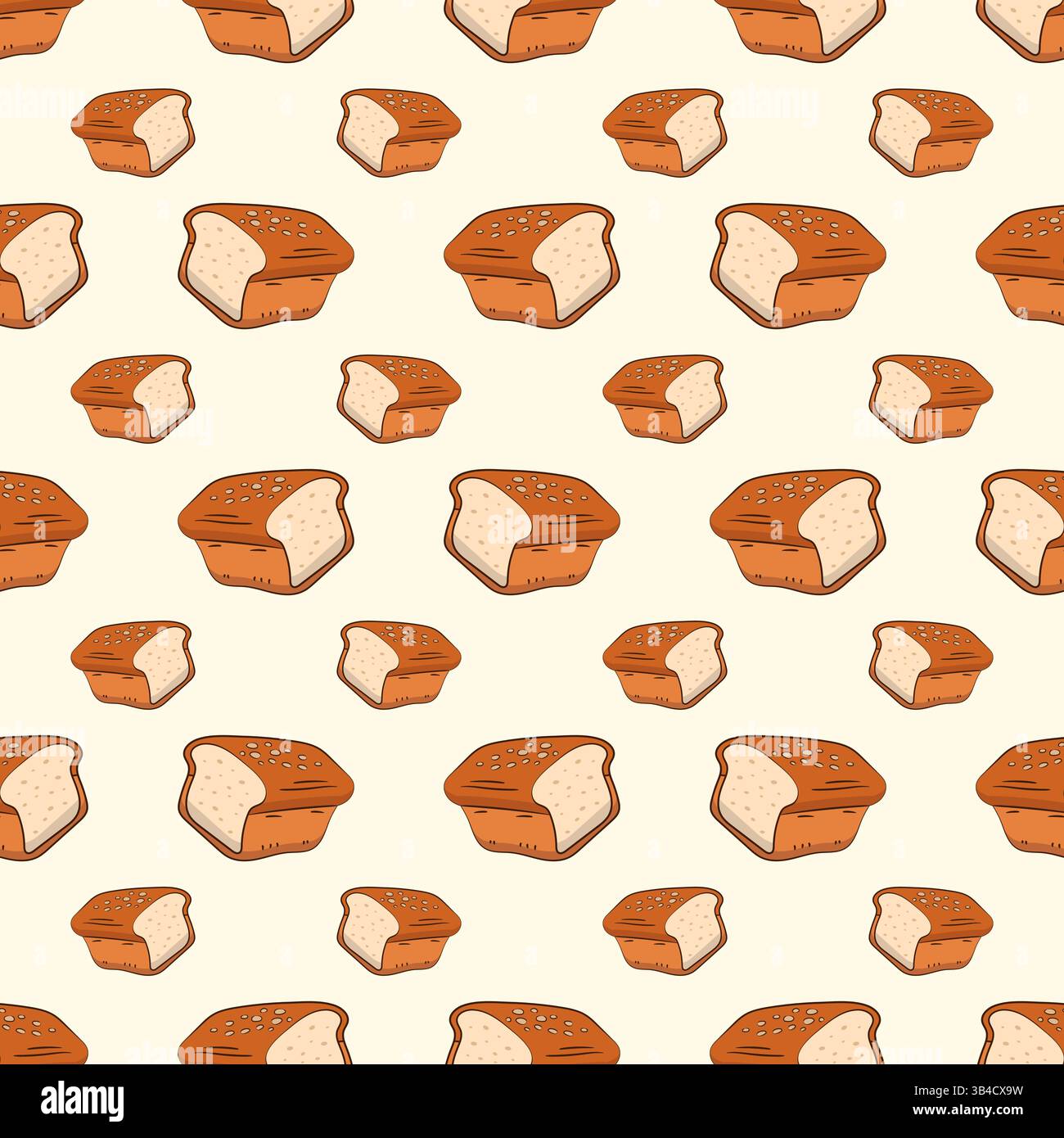 Vector doodle sketch style breads and baguettes bakery seamless pattern ...