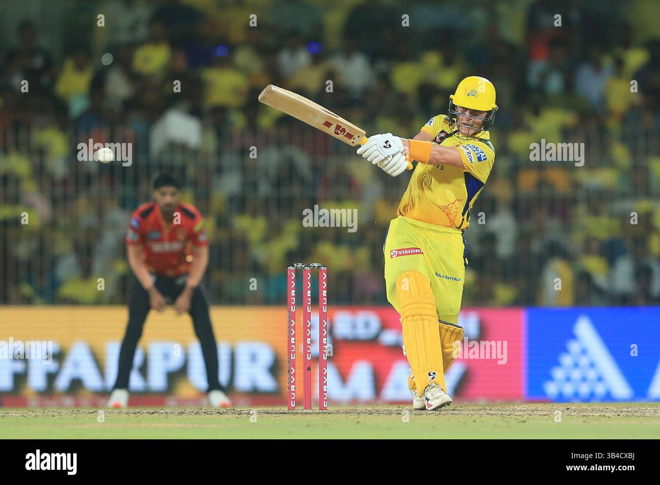 Chennai Super Kings' Sam Curran plays a shot during the Indian Premier ...