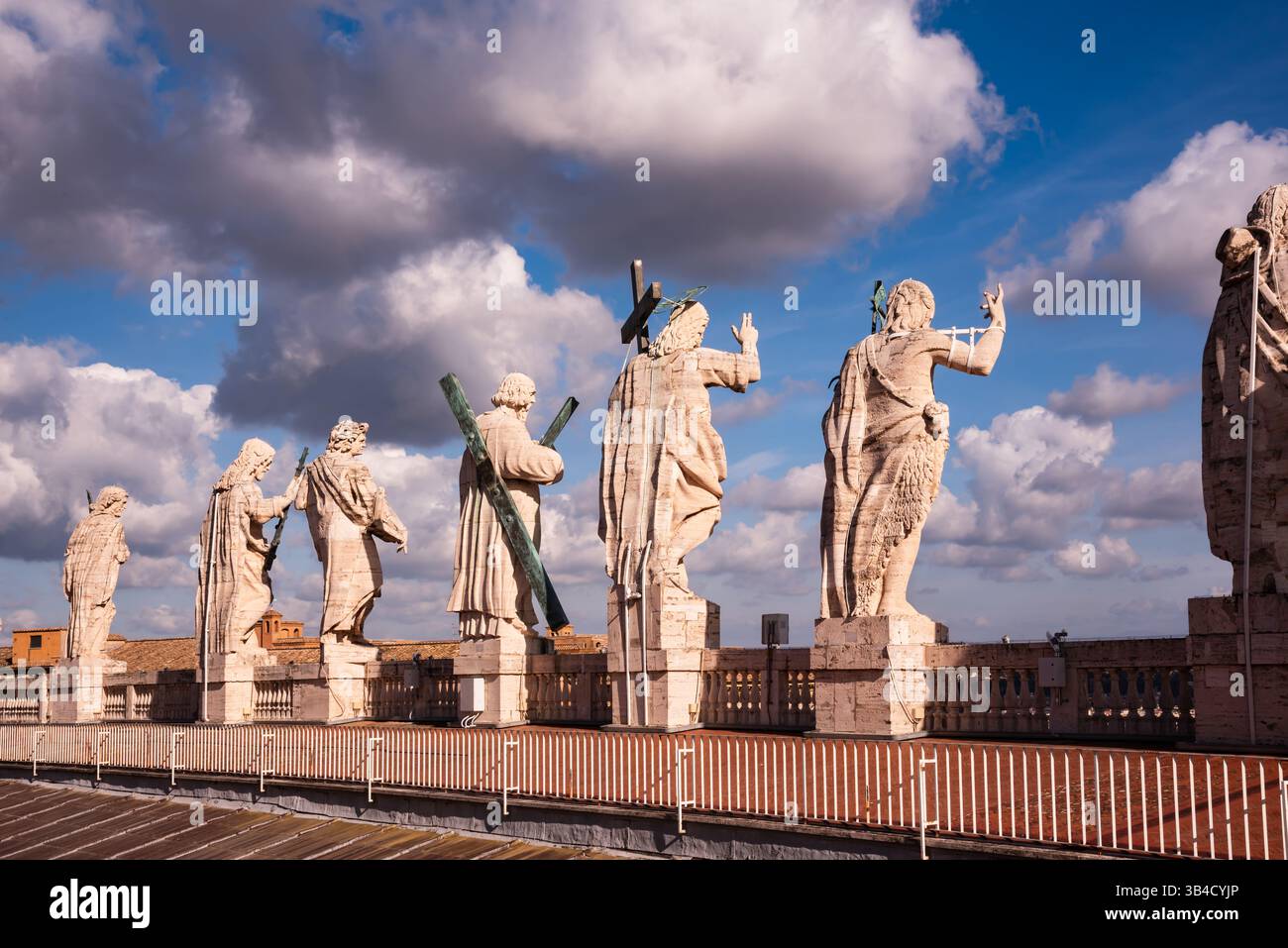 Statues on St. Peter's Basilica in Vatican in Rome city, Italy Stock ...