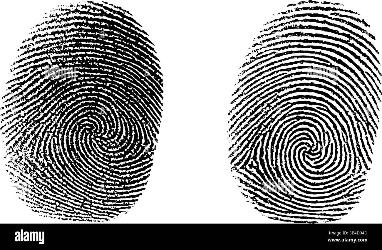 Detailed engraved fingerprint illustrations set for unique design ...