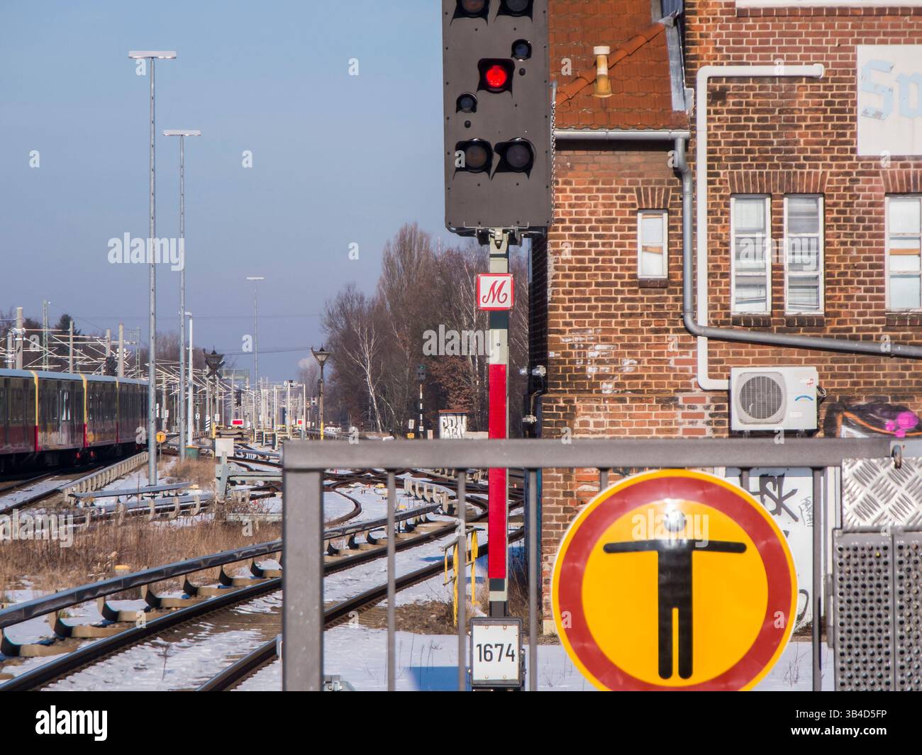 Berlin, Germany - February 20, 2025: Barrier at the end of a platform ...