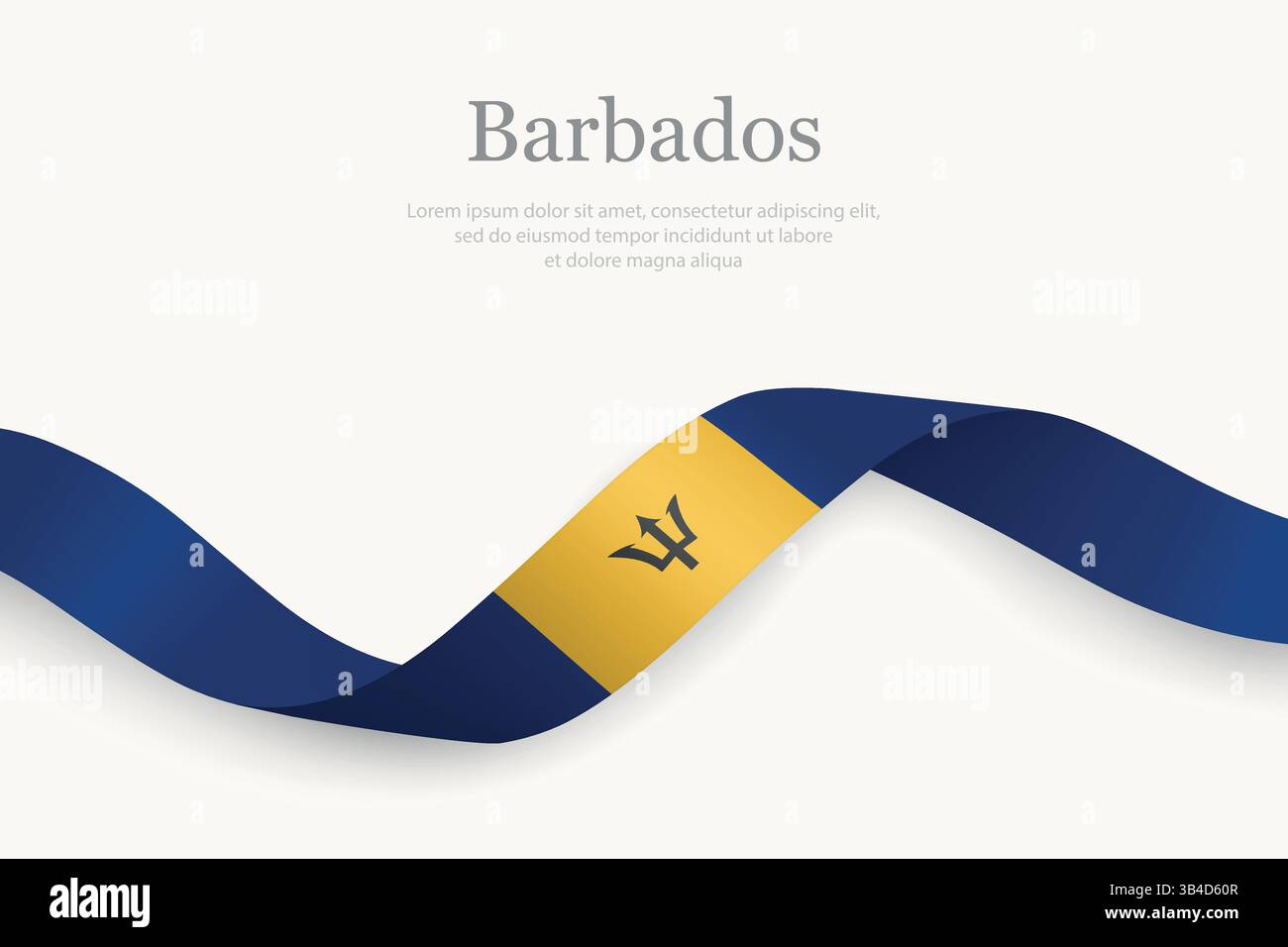 Barbados Flag on Waving Ribbon with Elegant Design Stock Vector Image ...