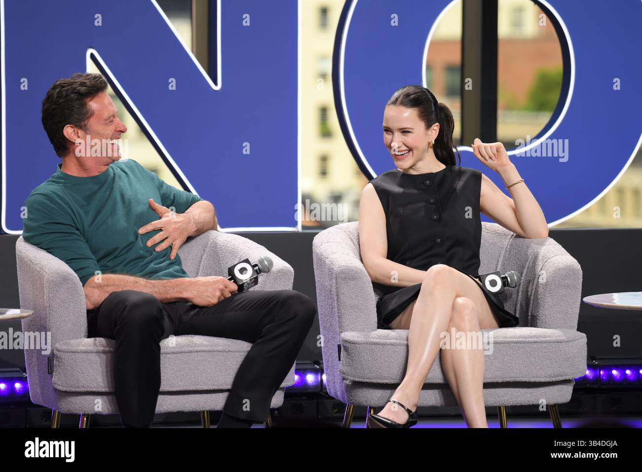New York, USA. 30th Apr, 2025. Hugh Jackman and Rachel Brosnahan on ...