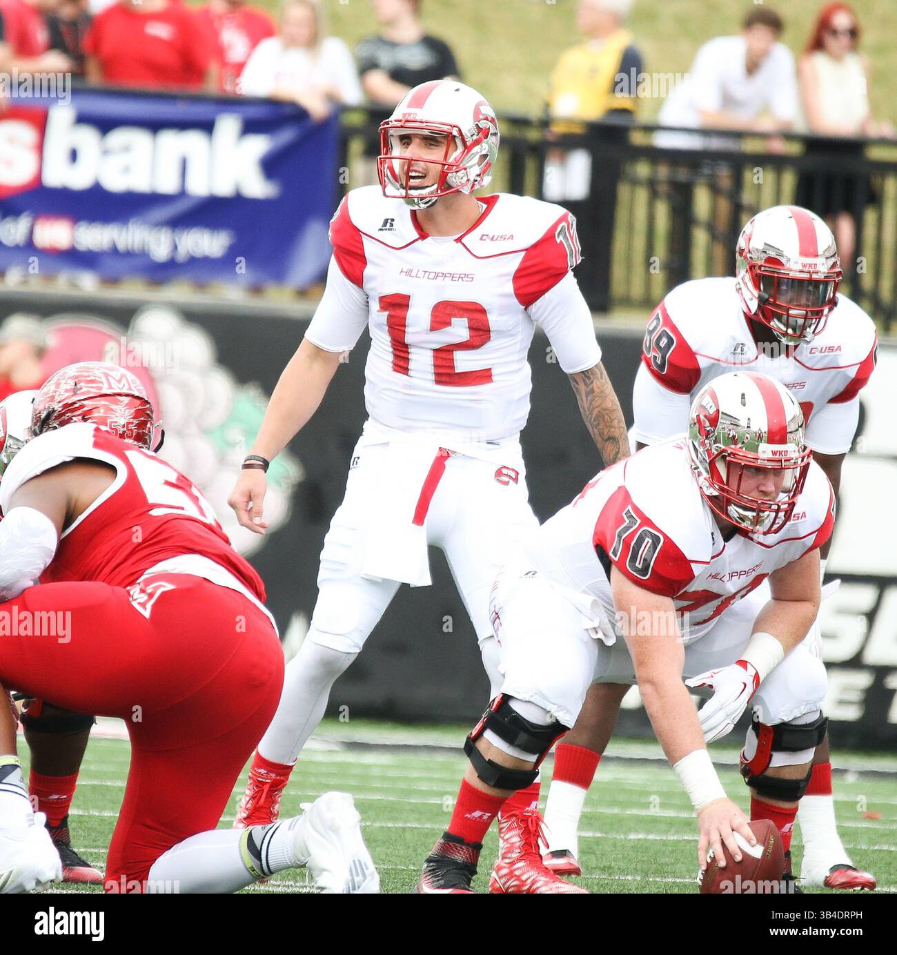 September 26, 2015: WKU QB Brandon Doughty #12 changes the play at the ...