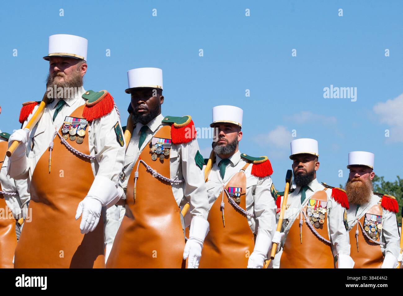 Aubagne, France. 30th Apr, 2025. Parade of legion sappers wearing their ...
