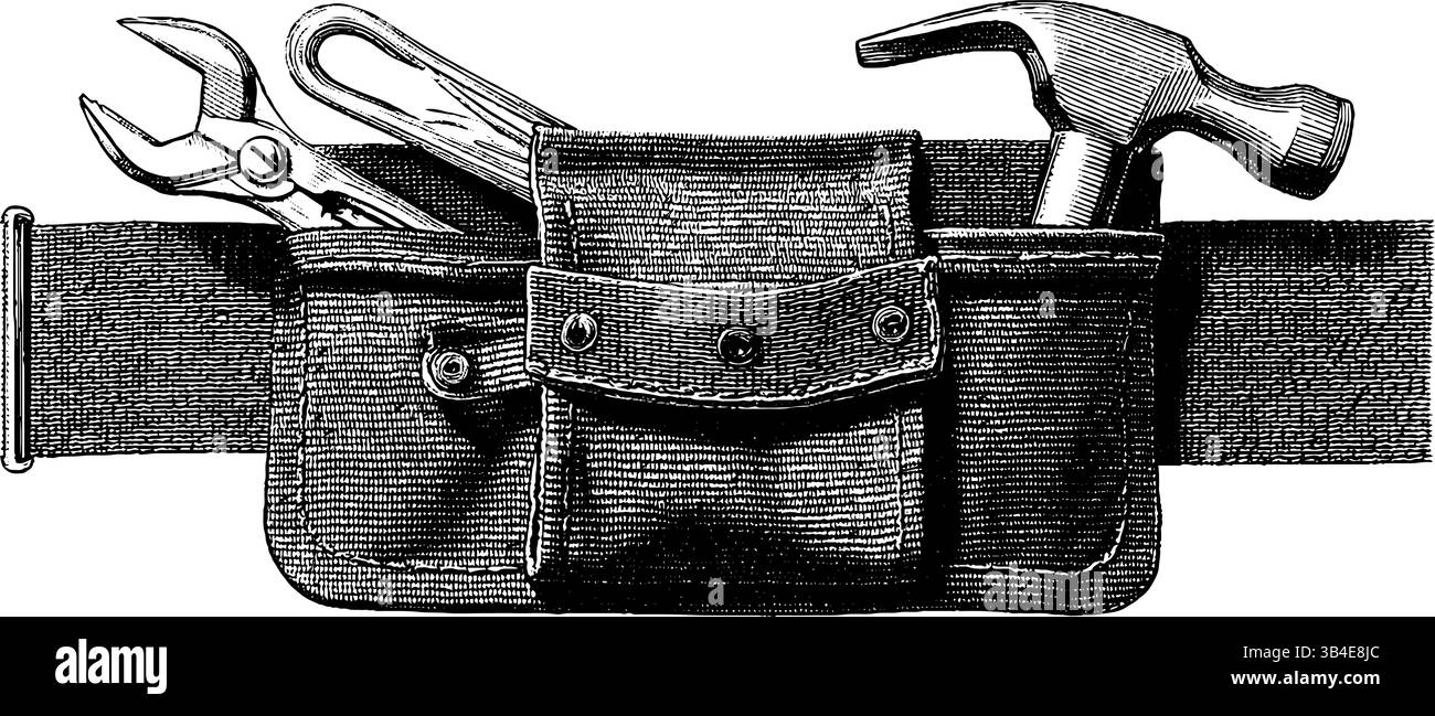 Engraved tool belt and tools illustration for craftsman design Stock ...