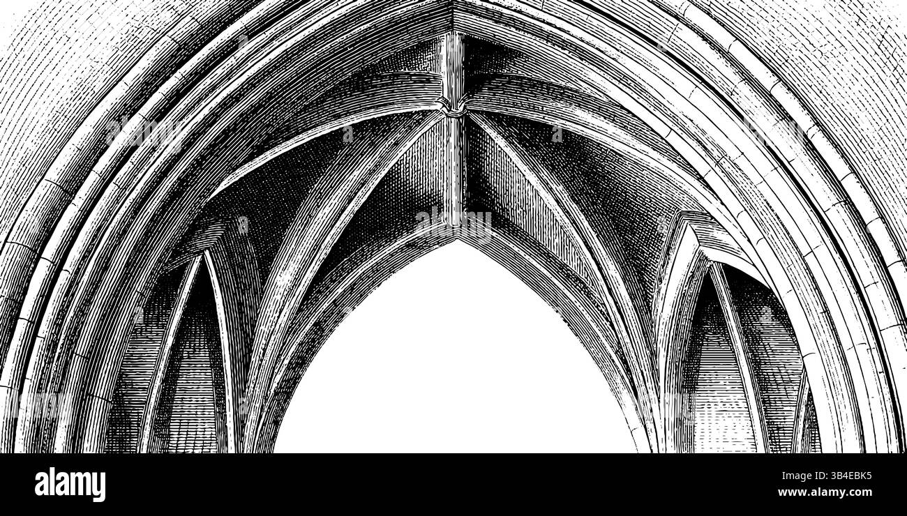Gothic architecture elements with ribbed vault and flying buttress ...