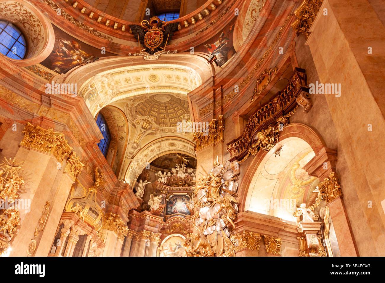 Interior of Baroque Roman Catholic parish, Vienna, Austria Stock Photo ...